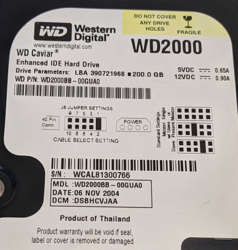 Western Digital Caviar WD2000 200GB HDD ATA IDE – tuhlteim-pedia