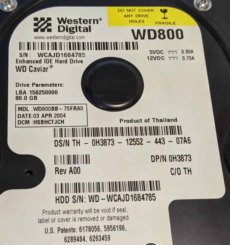 Western Digital Caviar WD800 Festplatte 80GB ATA – tuhlteim-pedia